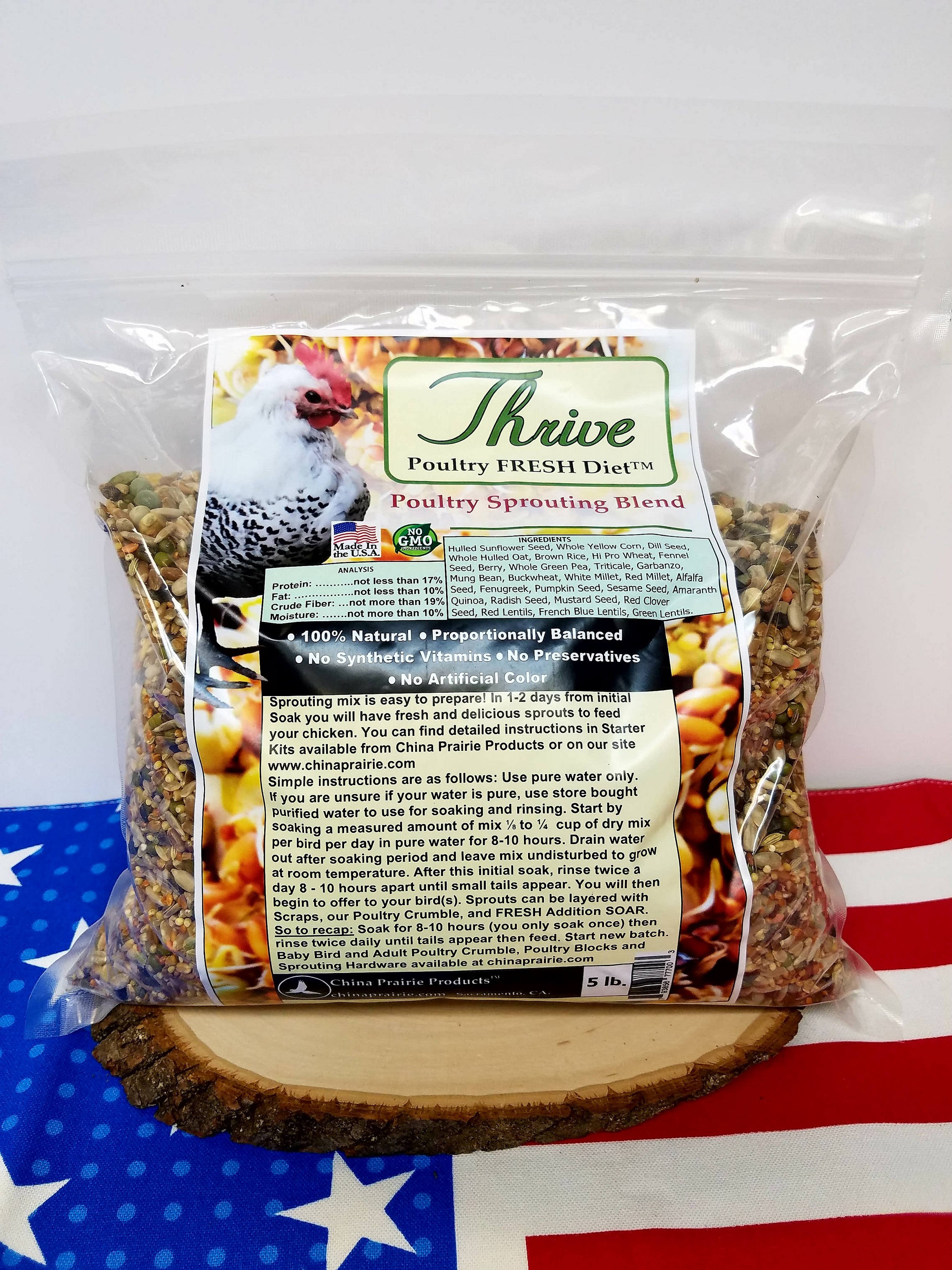 Poultry FRESH Diet Sprouting Blend-THRIVE-5 Pounds: China Prairie Products